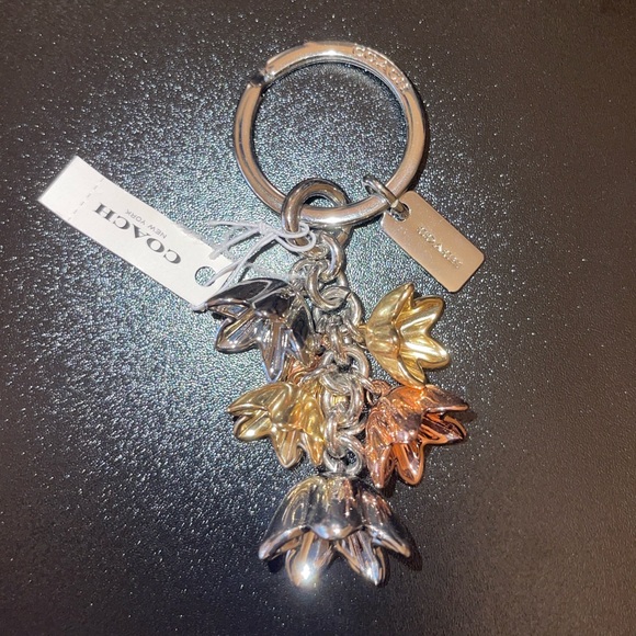 Coach | Accessories | Coach Silver Rose Gold Pearl Flower Metal ...